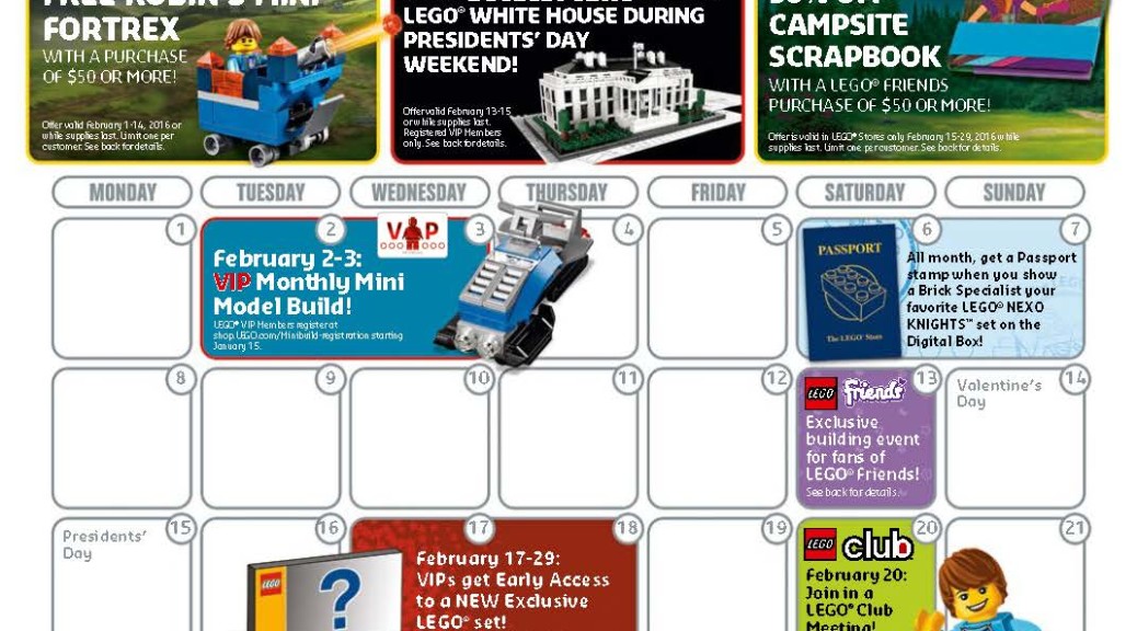 Lego February 2016 Calendar Posted to Lego US site - Minifigure Price Guide